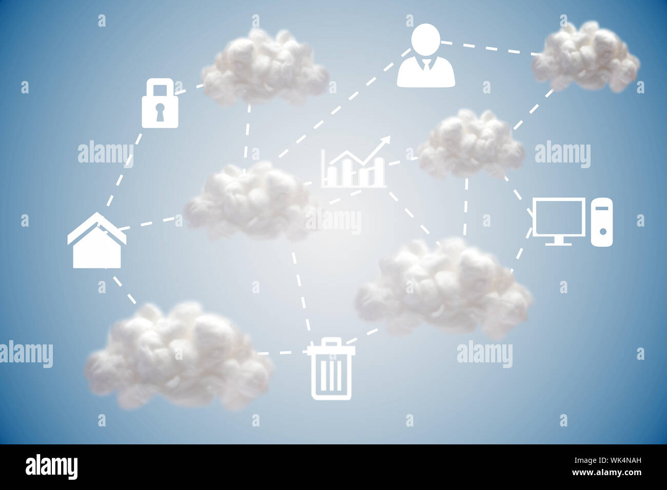 Cloud computing graphic with icons on blue background Stock Photo - Alamy