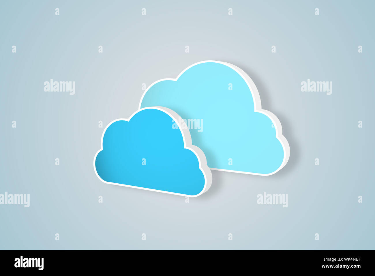 Two blue clouds for cloud computing on grey background Stock Photo - Alamy