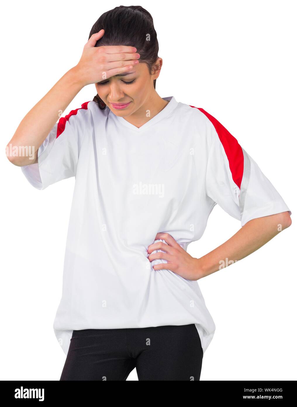 Disappointed football fan in white on white background Stock Photo - Alamy
