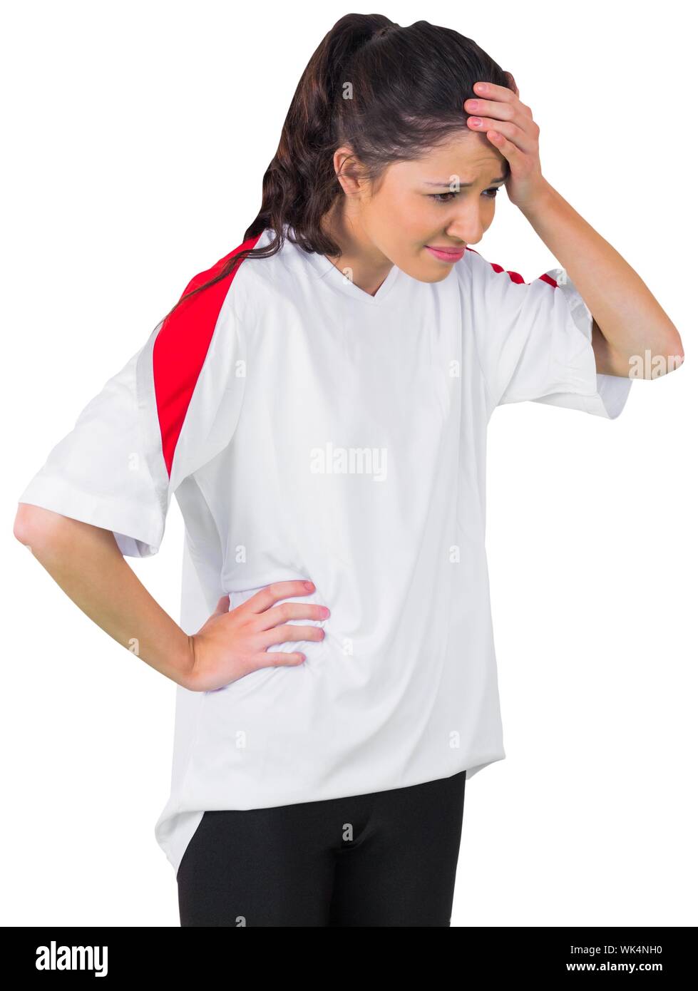 Disappointed football fan in white on white background Stock Photo - Alamy