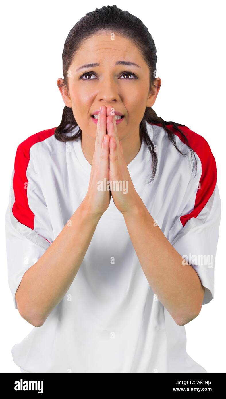 Nervous football fan in white on white background Stock Photo - Alamy