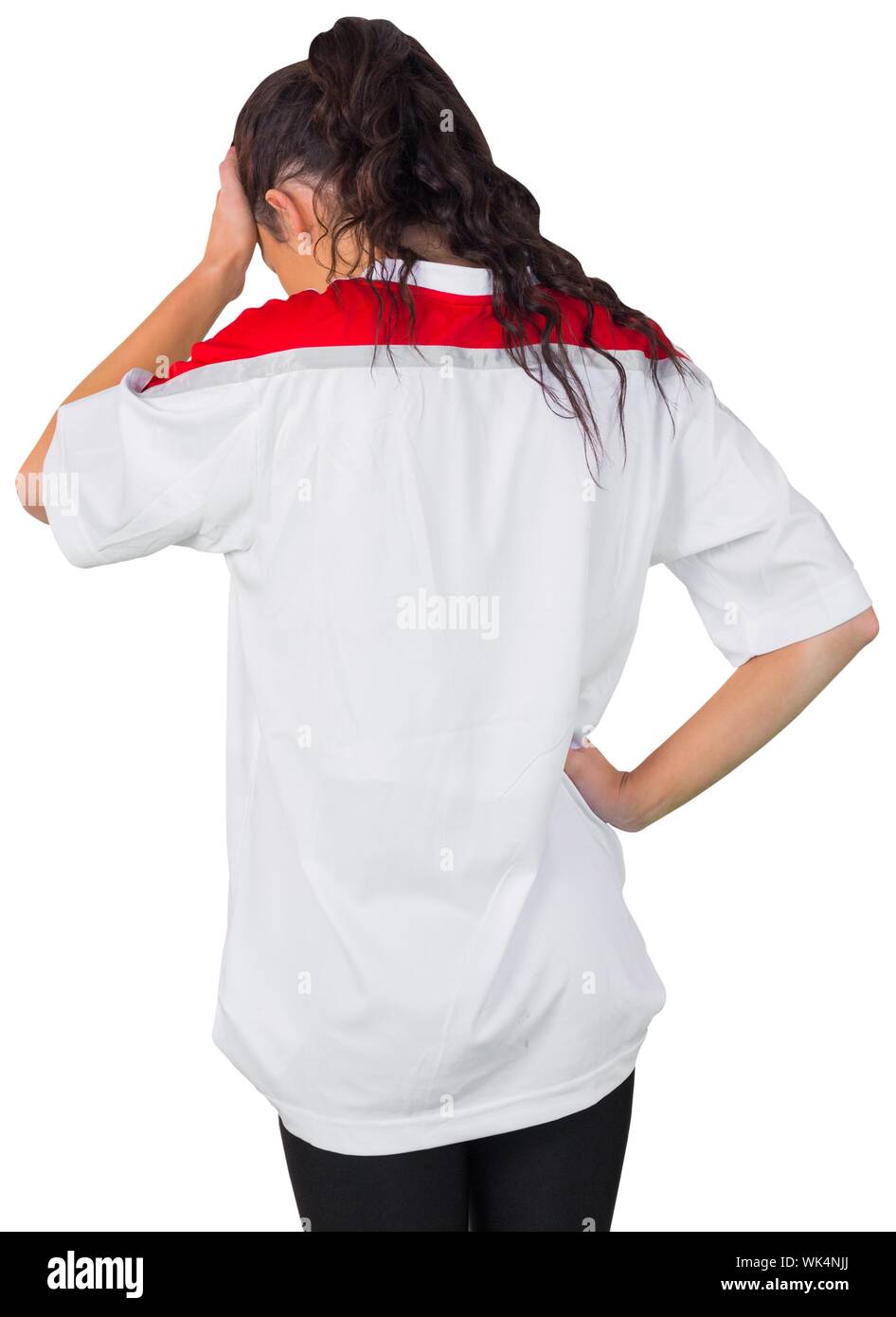 Disappointed football fan in white on white background Stock Photo - Alamy