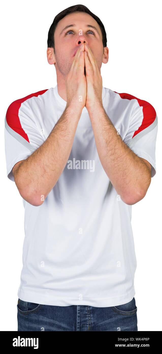 Nervous football fan in white on white background Stock Photo - Alamy