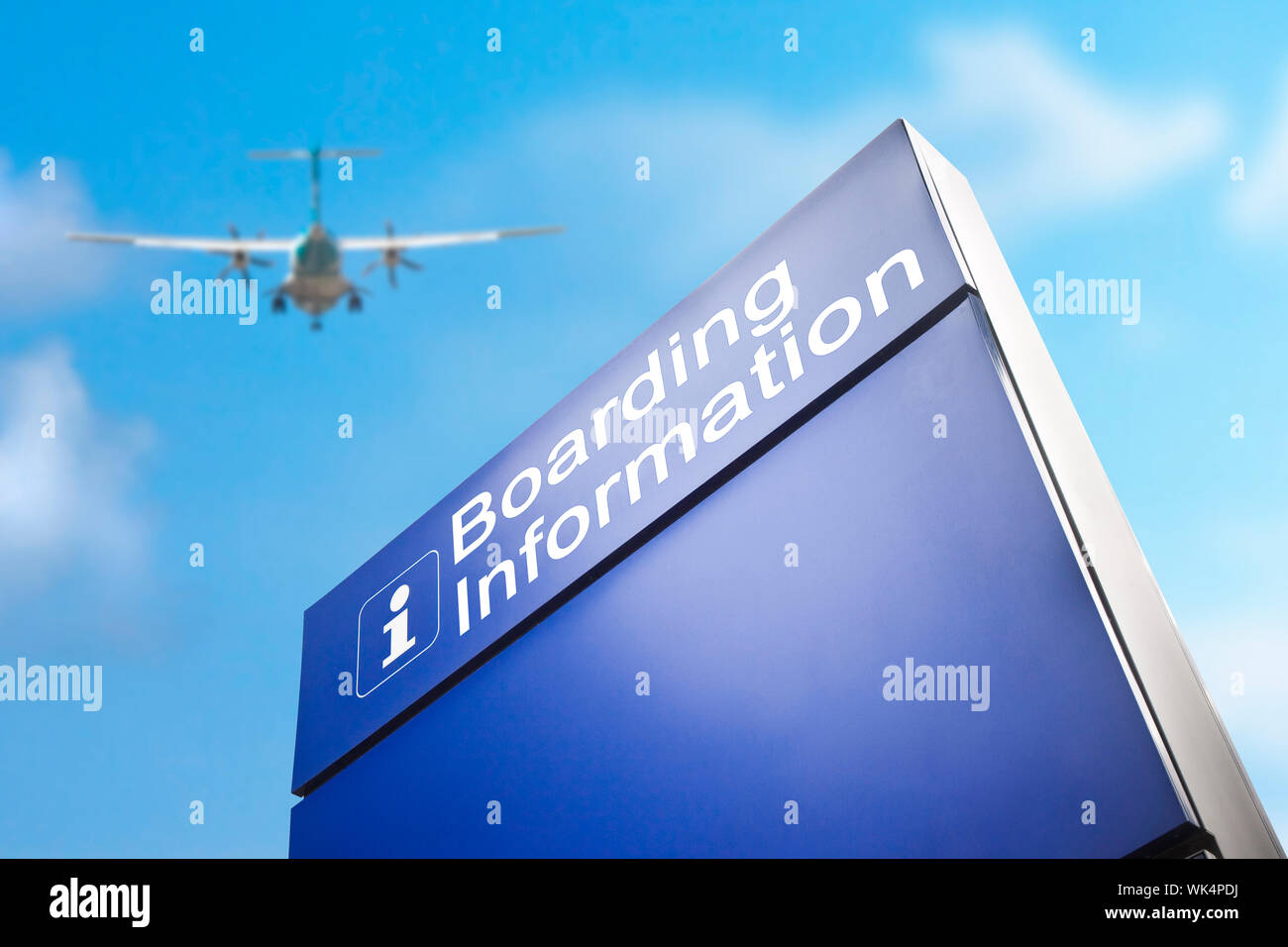 Signage for boarding information - concept image Stock Photo - Alamy