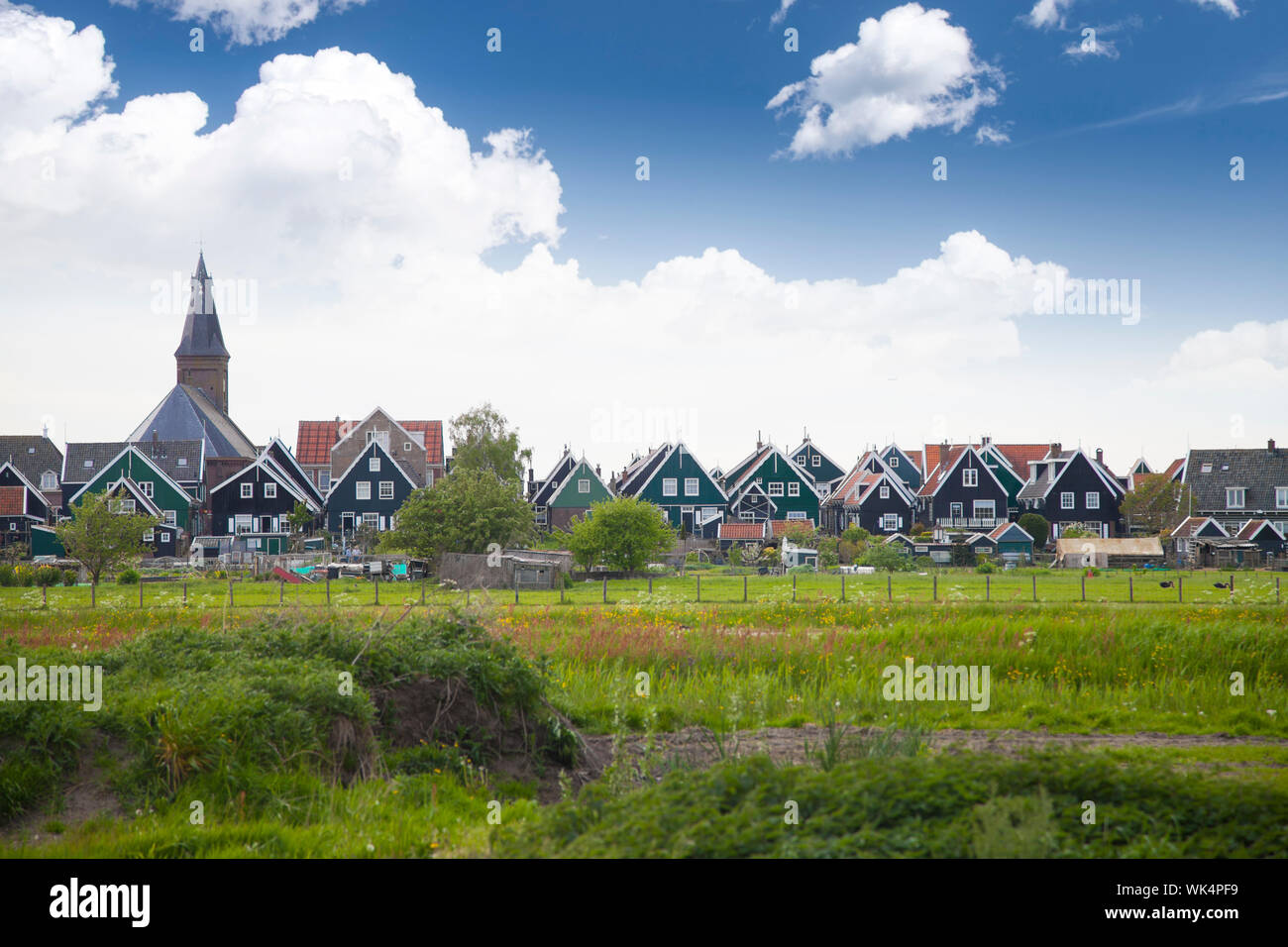 Traditional houses in Holland town Volendam, Netherlands Stock Photo ...
