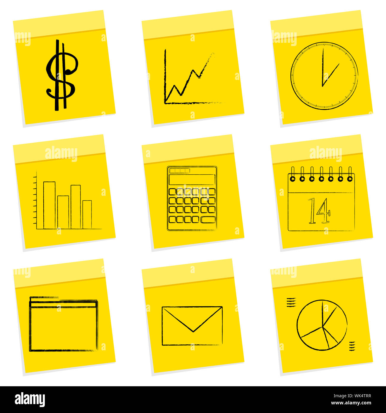 illustration of stick note of business icon on isolated background ...