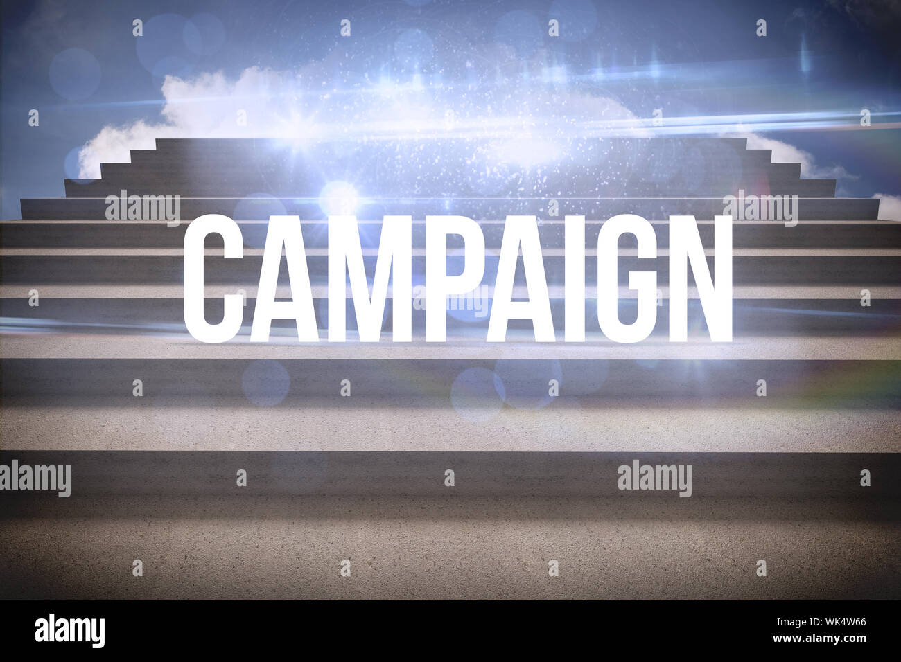 The word campaign and white background with vignette against steps ...