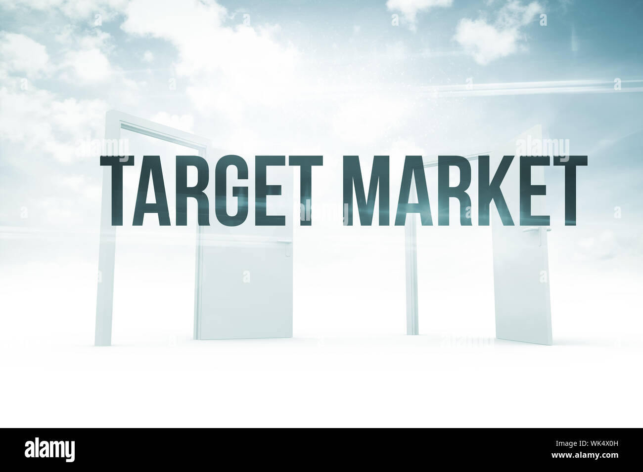 The word target market against opening doors in sky Stock Photo - Alamy