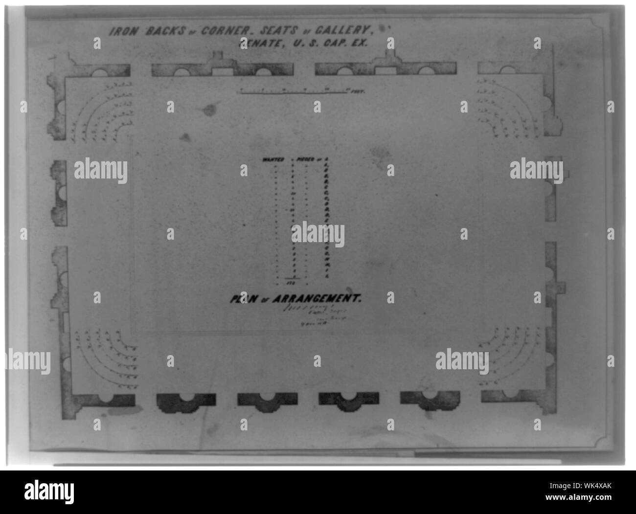 Iron backs of corner seats of gallery, Senate Stock Photo - Alamy