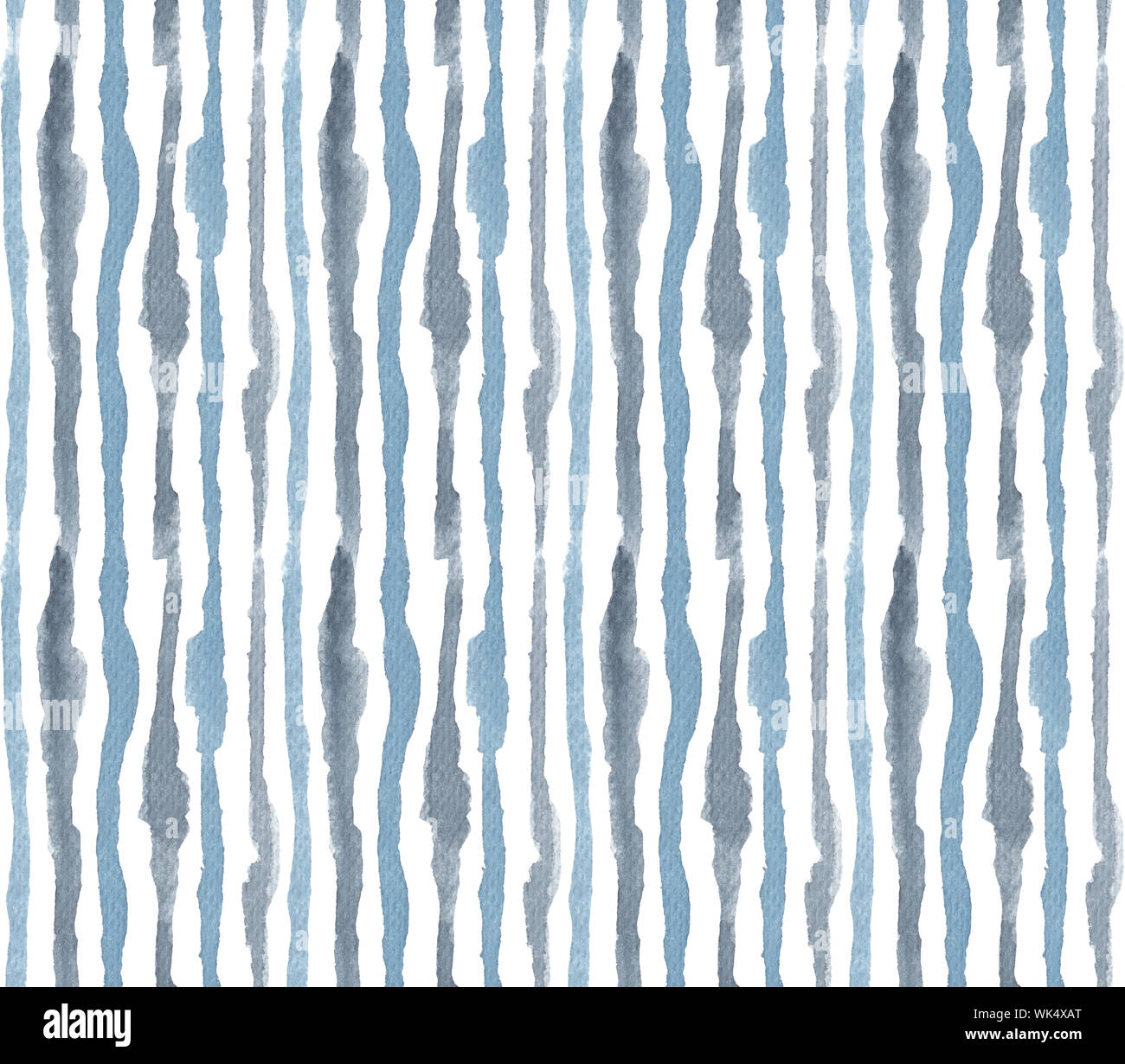 Watercolor indigo stripes seamless pattern, hand drawn striped endless ...