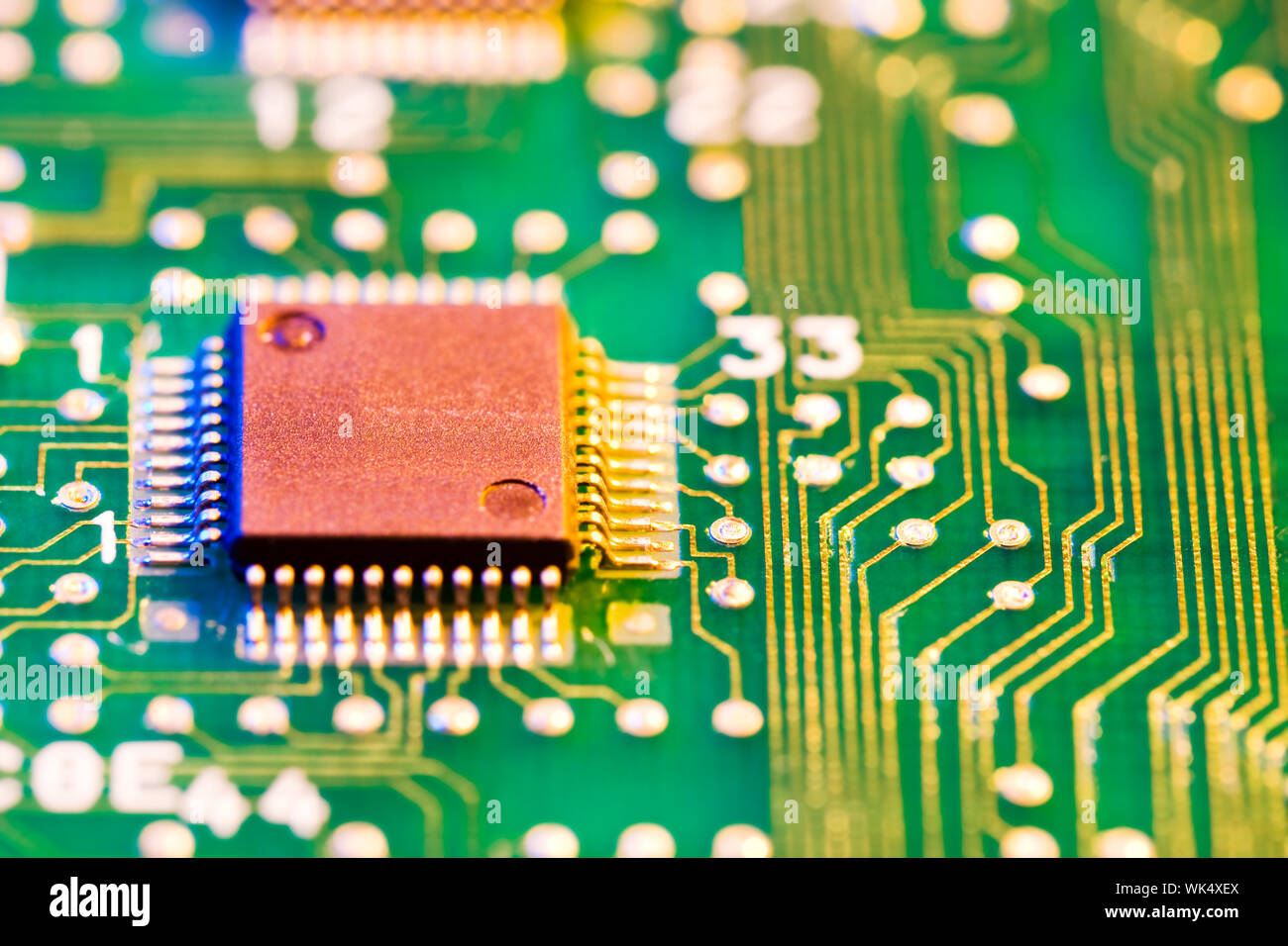 Close-up of computer chip and motherboard of PC computer Stock Photo ...