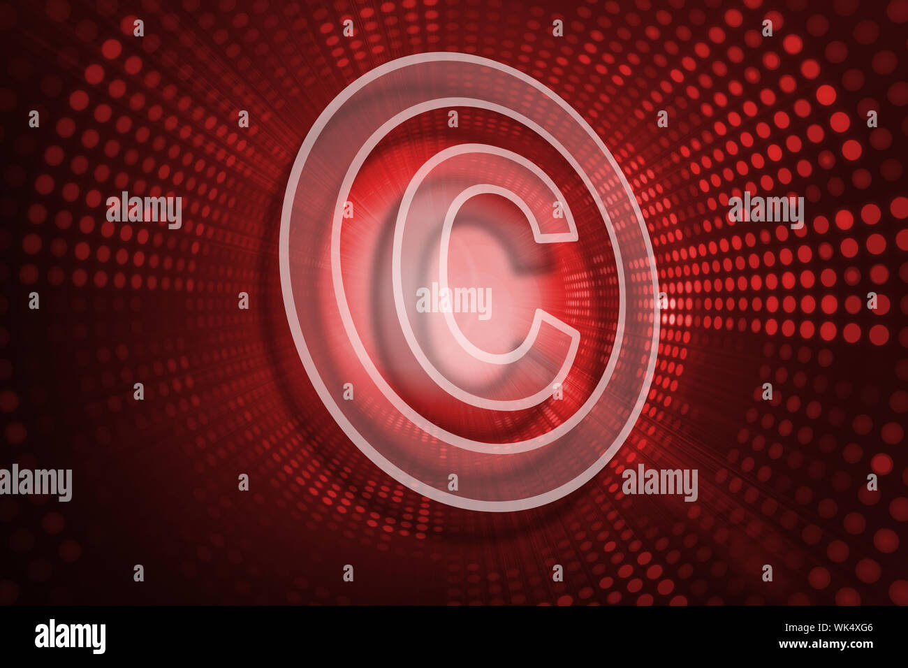 Copyright symbol against red pixel spiral Stock Photo - Alamy