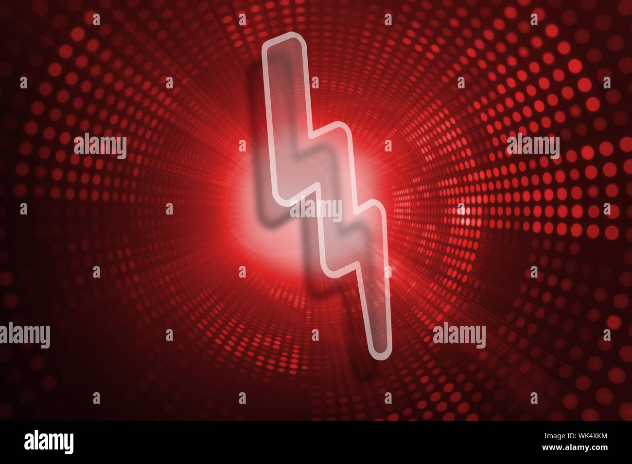 Lightning bolt against red pixel spiral Stock Photo - Alamy