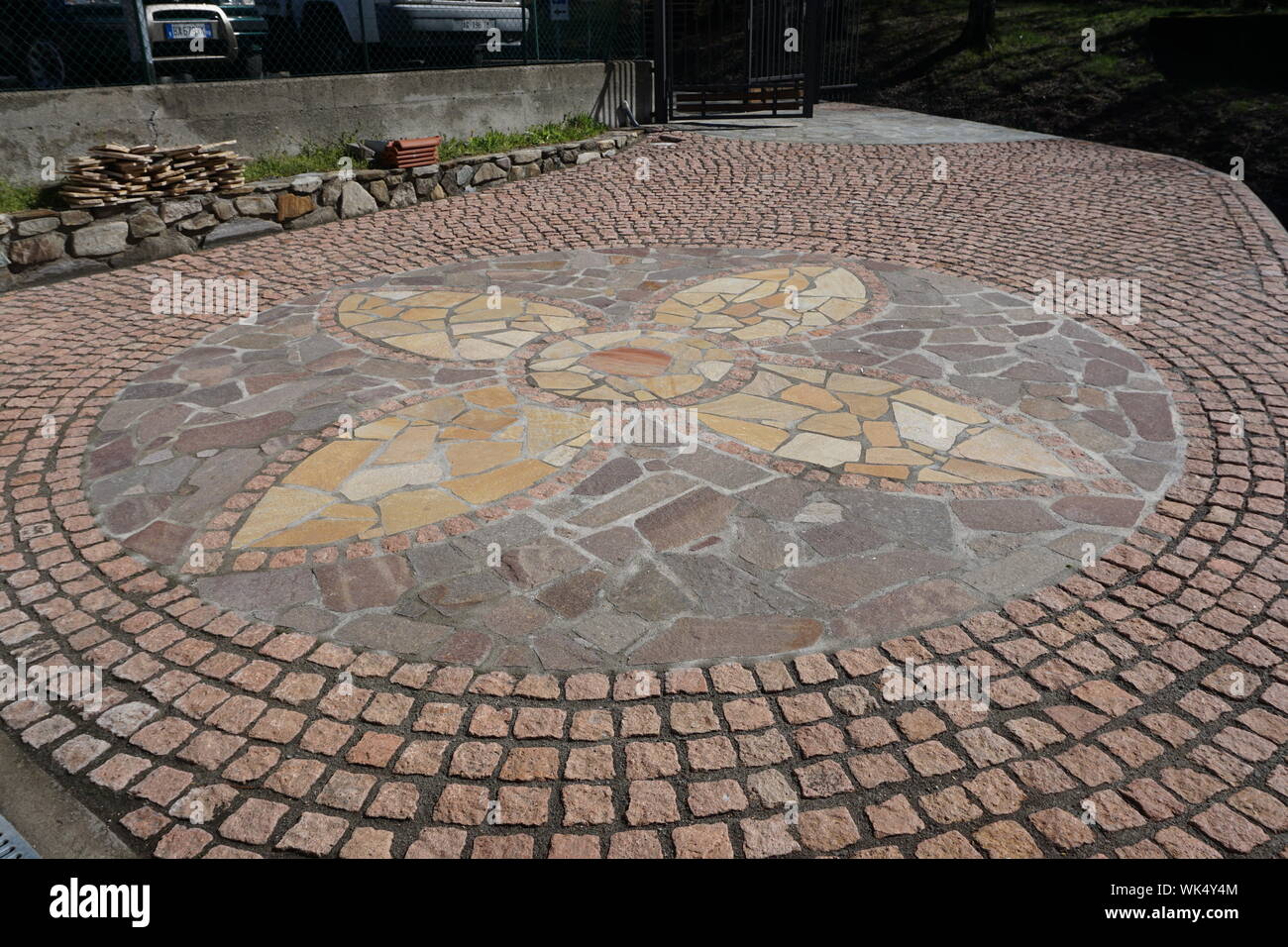 fun and colorful mosaic tile patio Stock Photo - Alamy