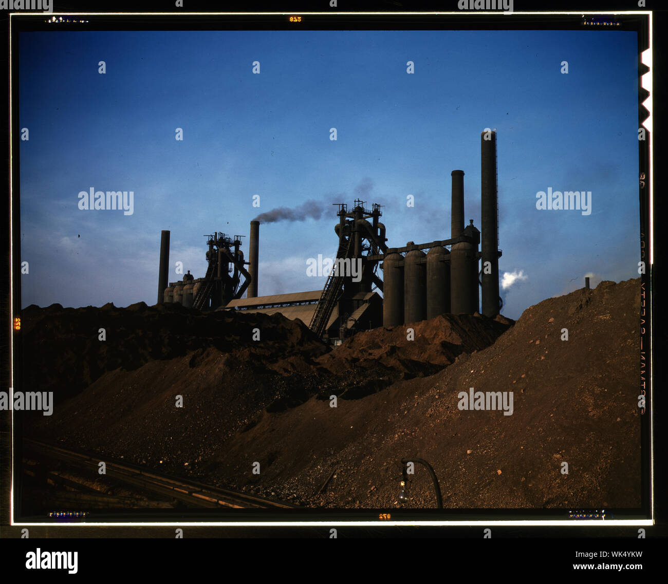Iron ore piles and blast furnaces, Carnegie-Illinois Steel Corporation ...