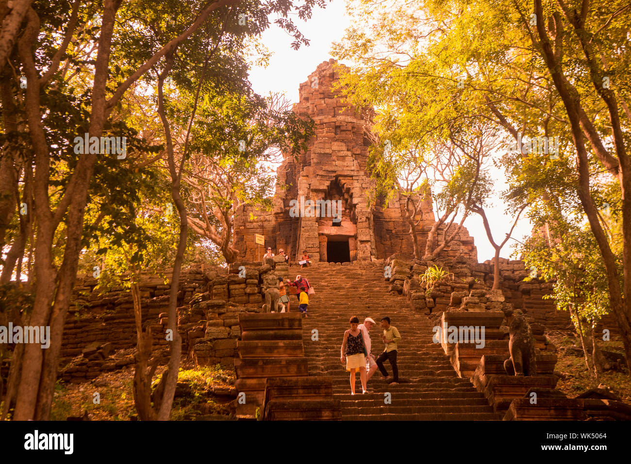 The wat Banan Temple ruins south of the city Battambang in Cambodia ...