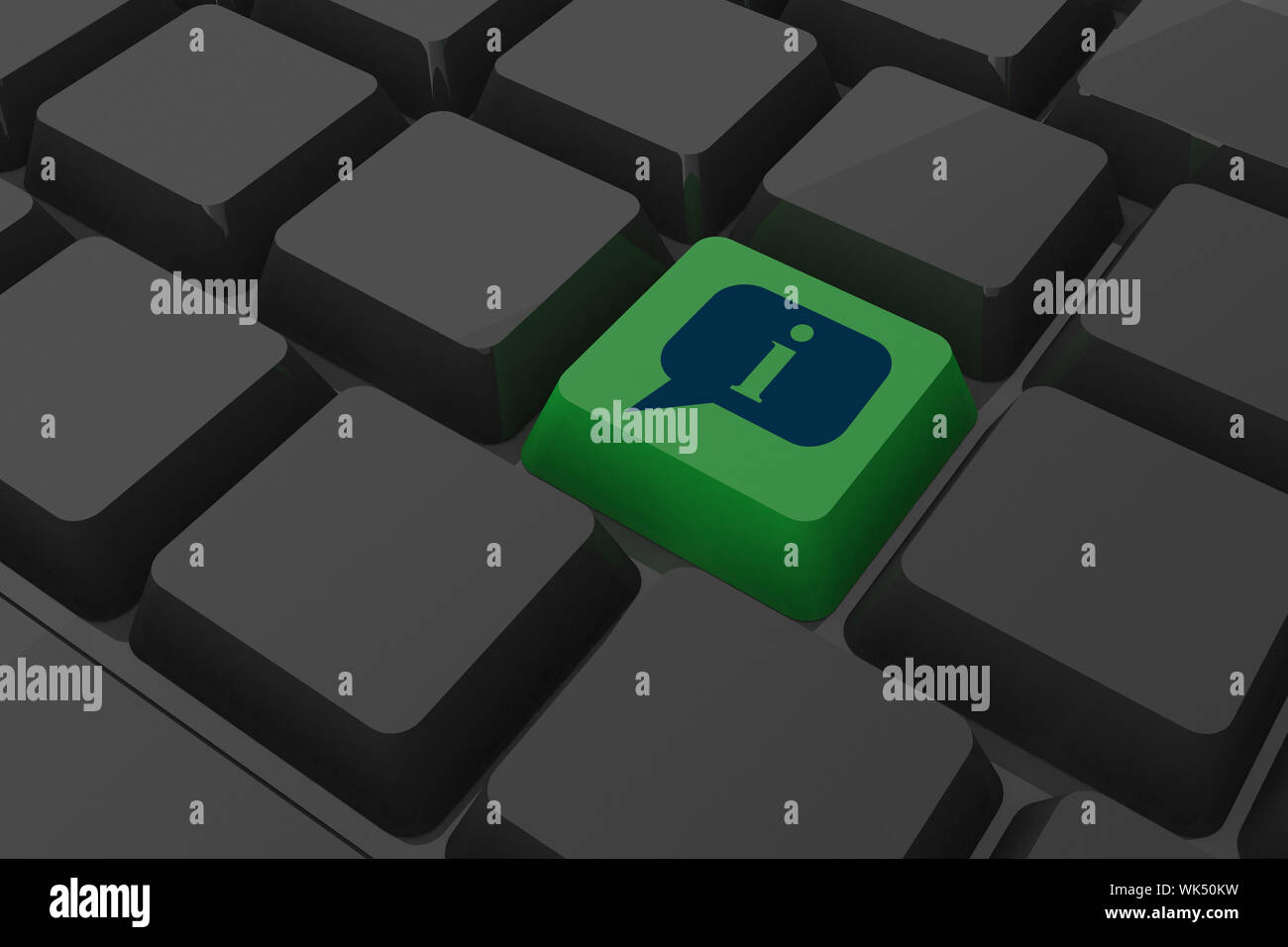 Speech bubble against black keyboard with green key Stock Photo - Alamy