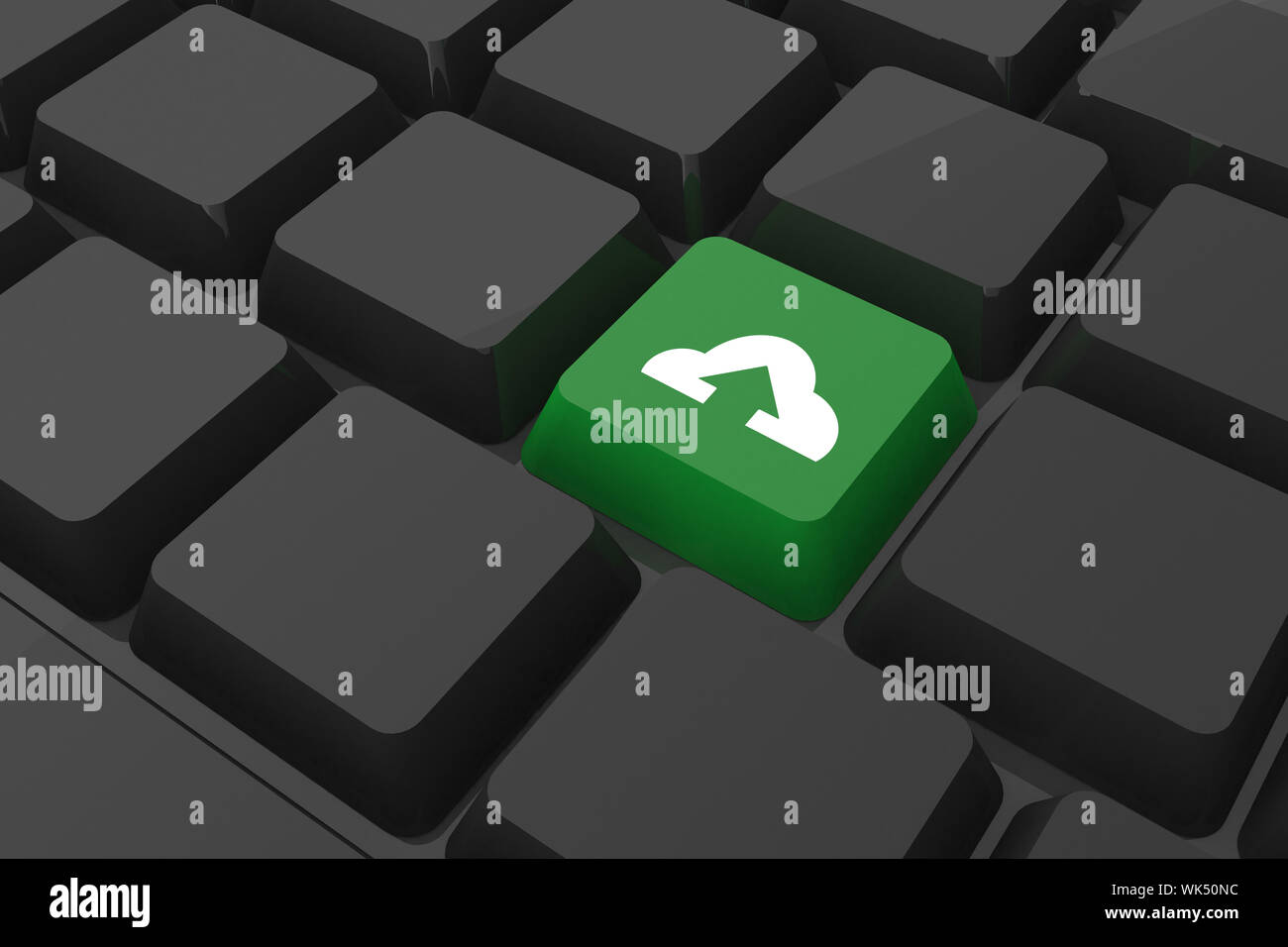 Cloud against black keyboard with green key Stock Photo - Alamy