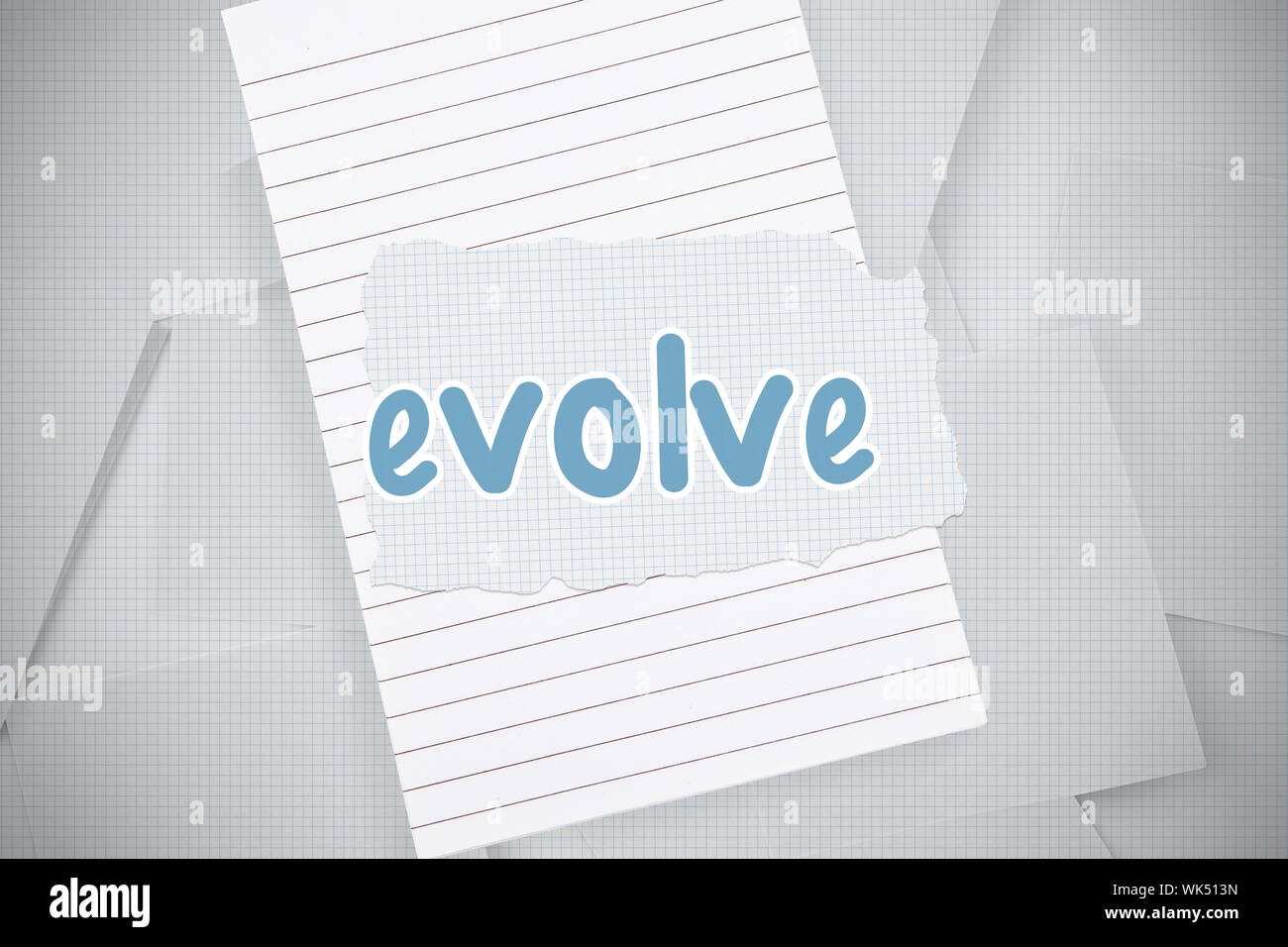 The word evolve against digitally generated grid paper strewn Stock ...