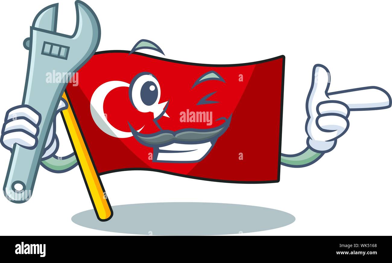 Mechanic turkey character flag in mascot drawer Stock Vector Image ...