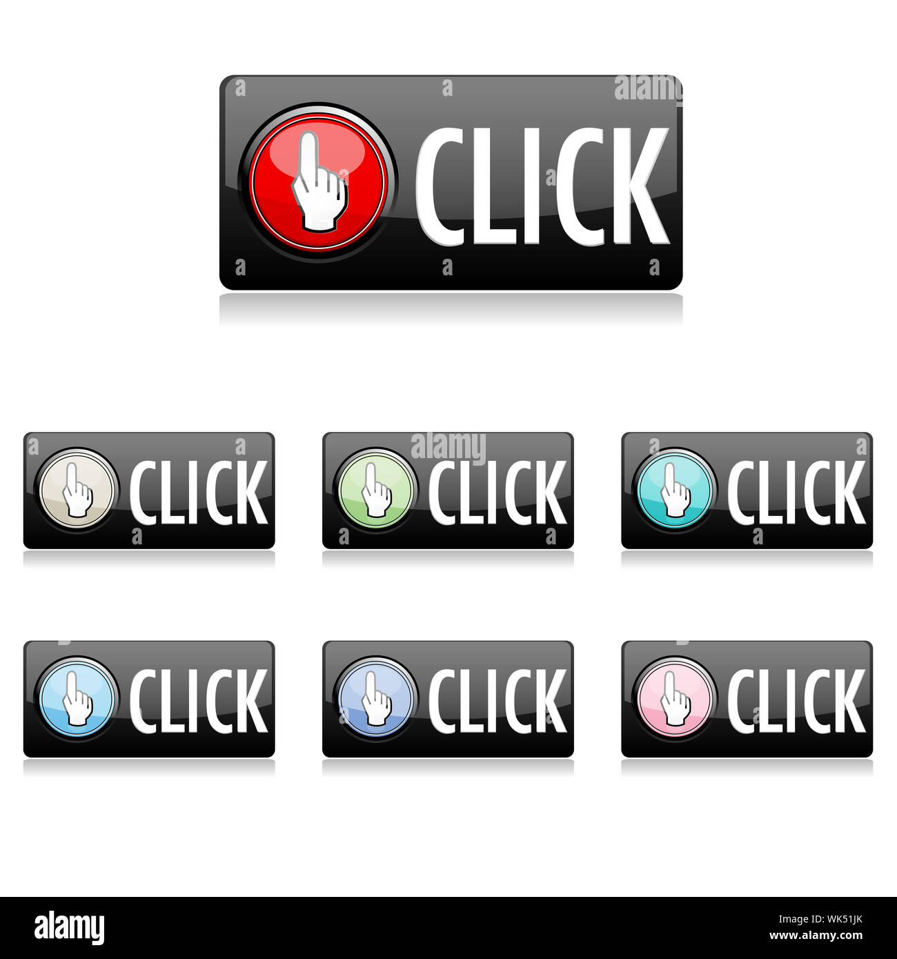 illustration of click button on white background Stock Photo - Alamy
