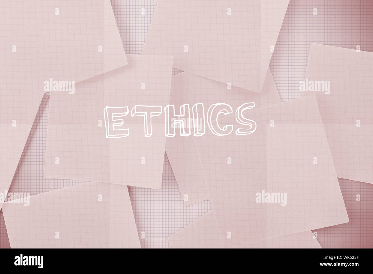The word ethics against white paper strewn over grid Stock Photo - Alamy