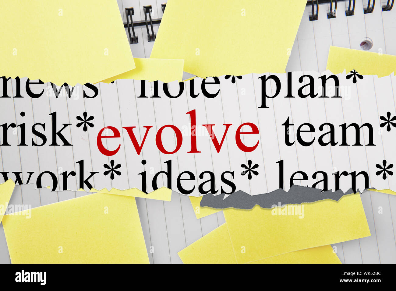 The word evolve against sticky notes strewn over notepad Stock Photo ...