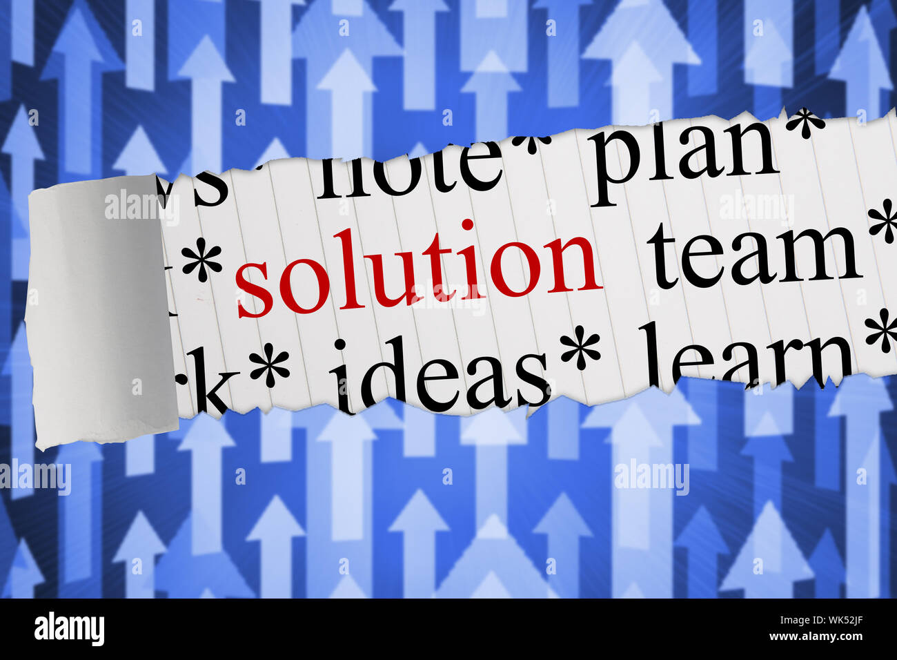 The word solution against futuristic arrow pointing upwards Stock Photo ...