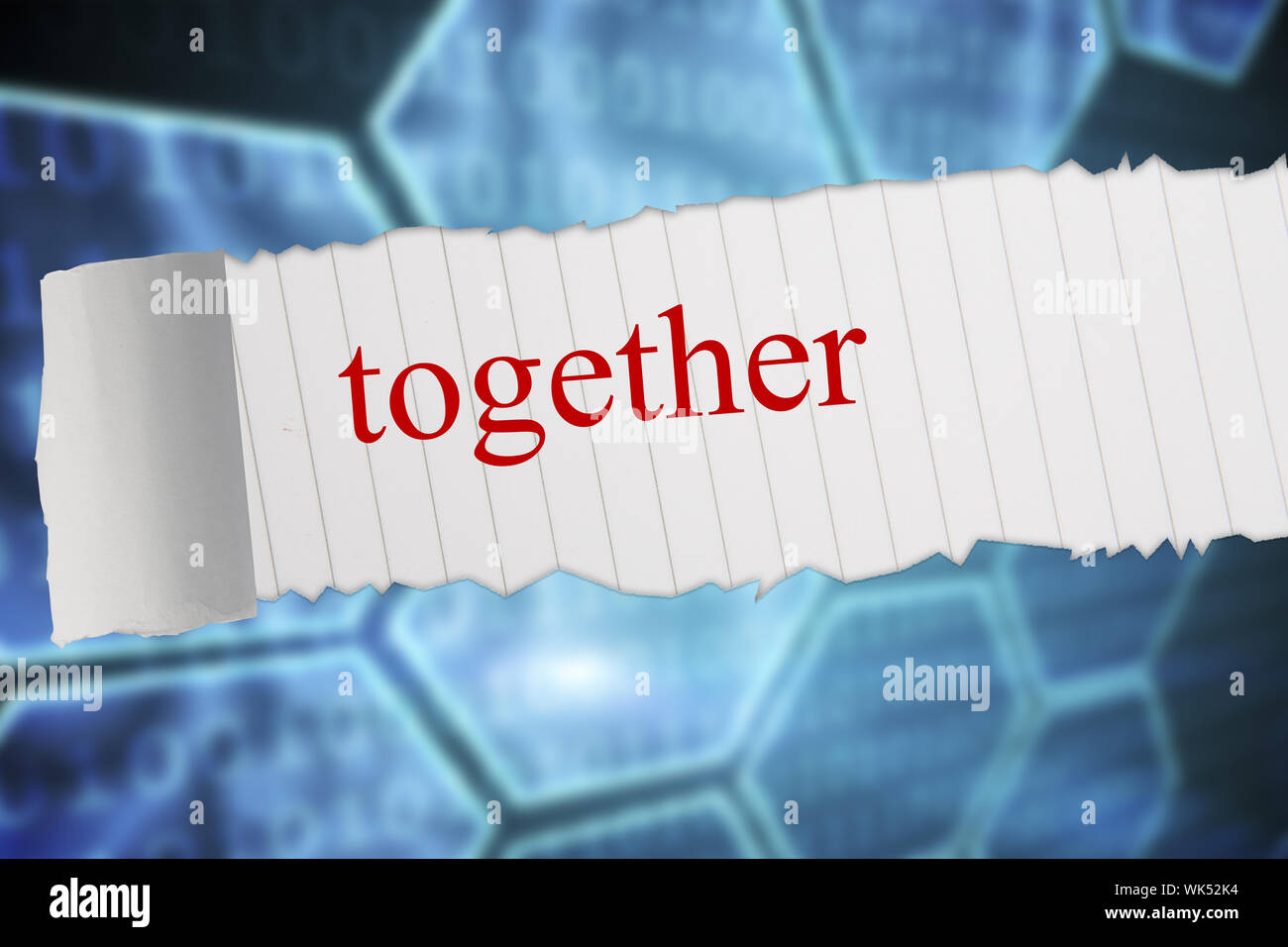 The word together against black background with shiny hexagons Stock ...