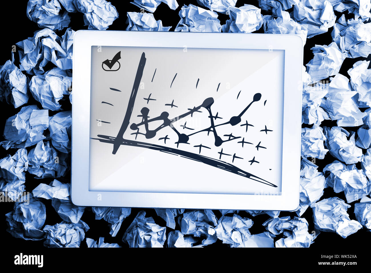 Data analysis doodle on digital tablet on crumpled paper Stock Photo ...