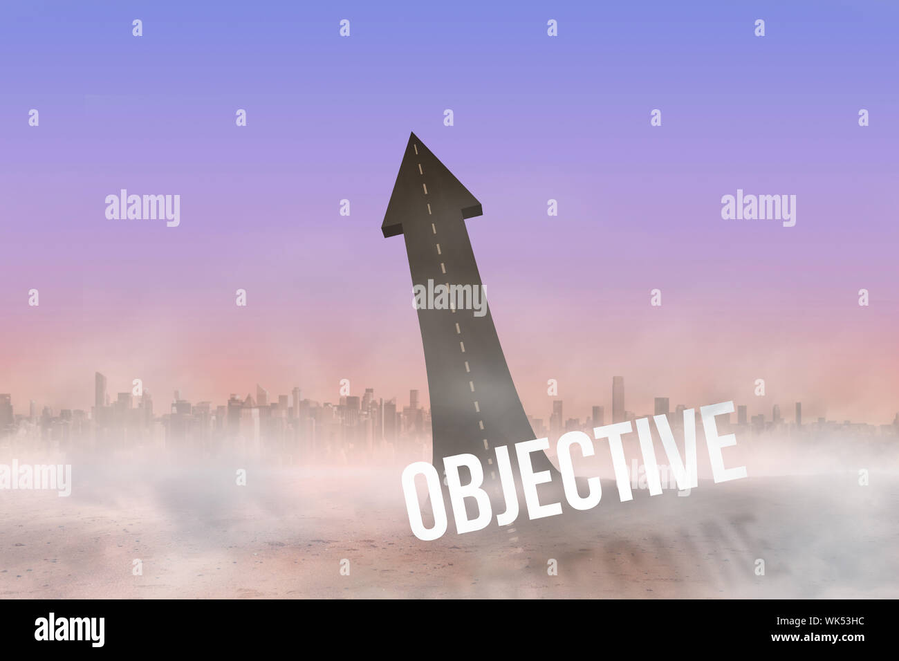 The word objective against road turning into arrow Stock Photo - Alamy