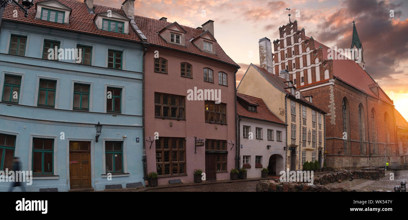 old houses on Riga street. Latvia. Europe Stock Photo - Alamy