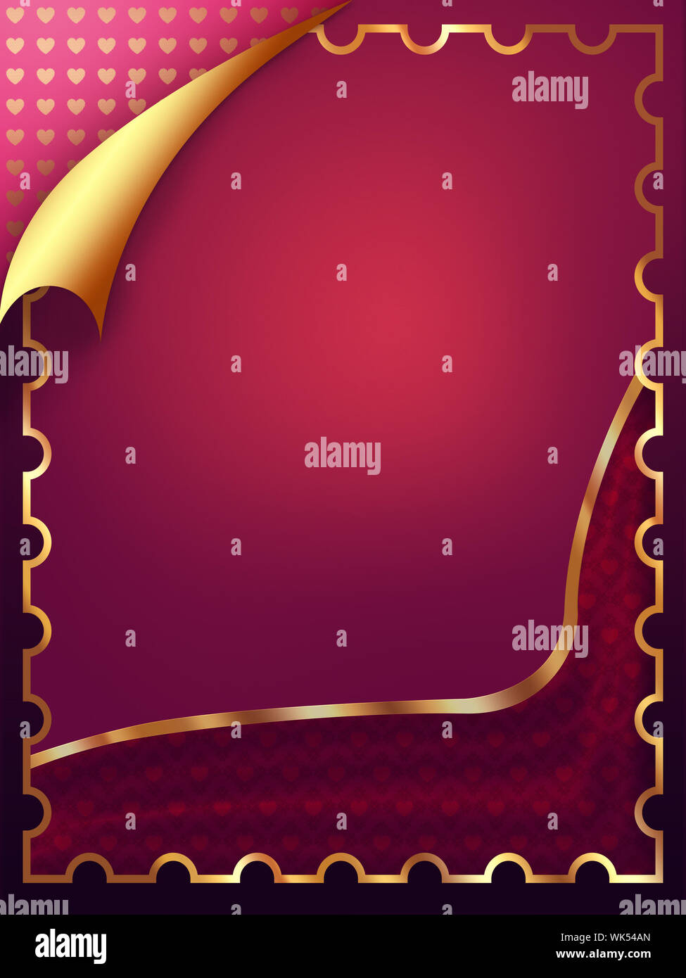 Paper cover with decorative gold frame and curved corner Stock Photo ...