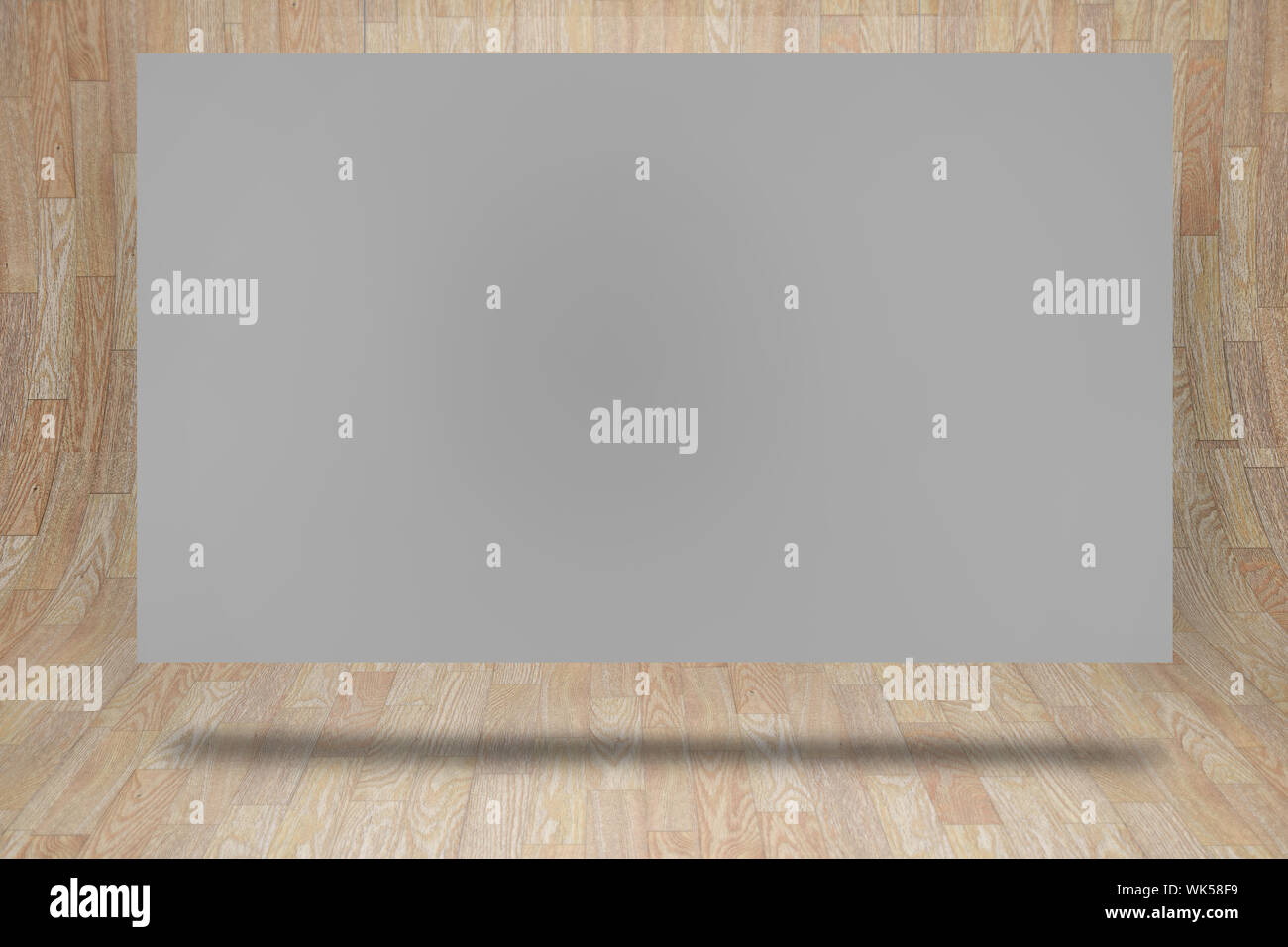 Grey card against curved wooden room Stock Photo - Alamy