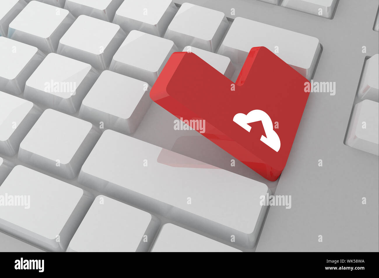 Cloud against white keyboard with red key Stock Photo - Alamy