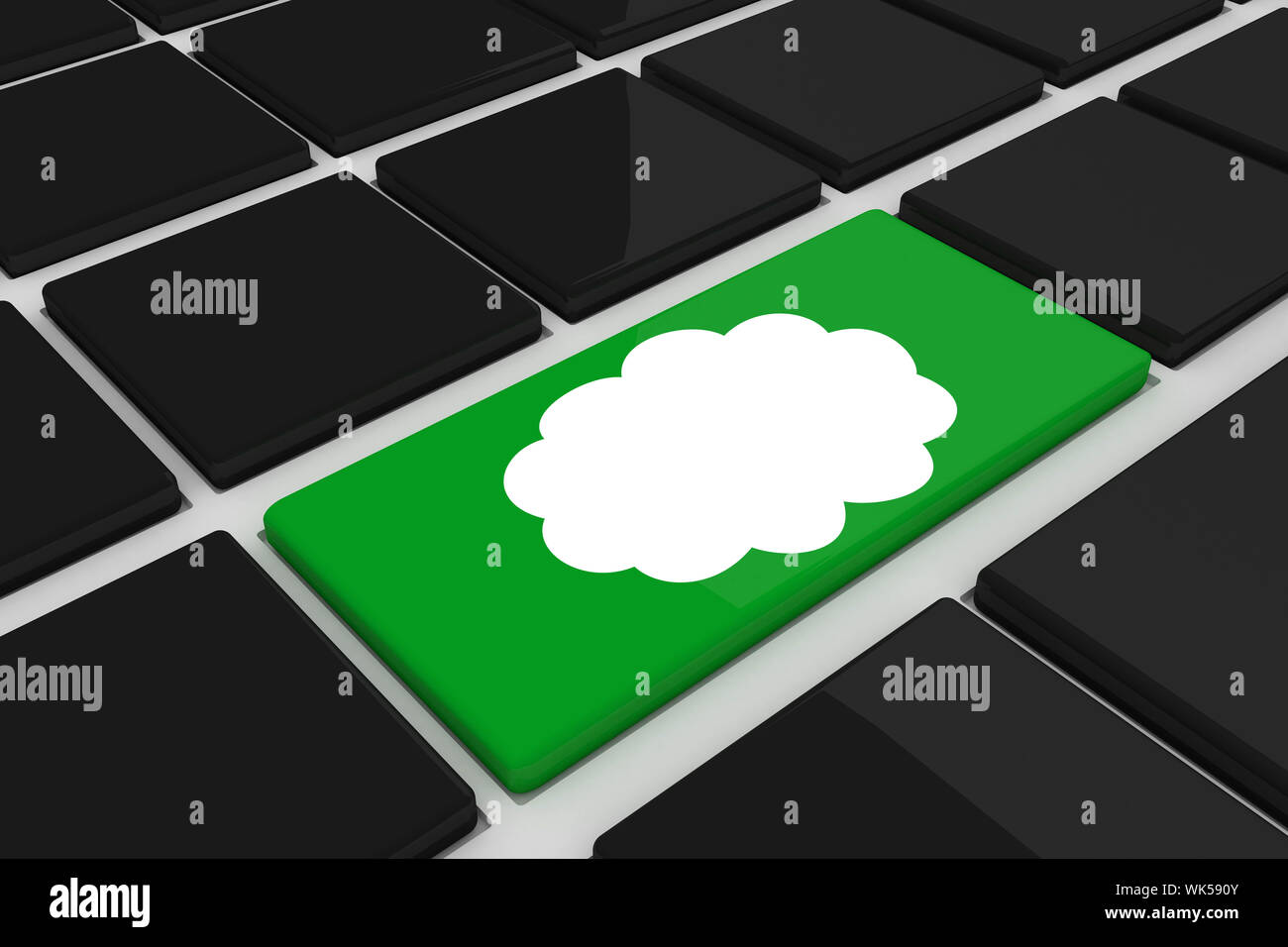 Cloud against black keyboard with green key Stock Photo - Alamy