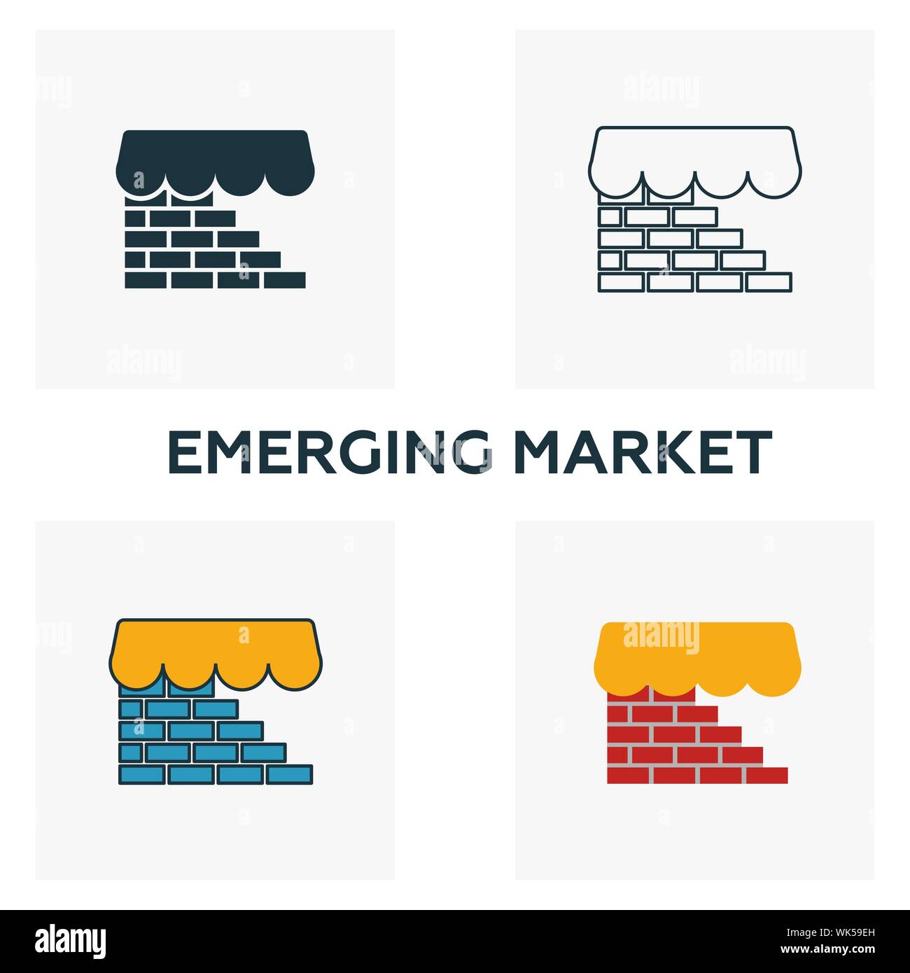 Emerging Market icon set. Four elements in diferent styles from fintech ... Emerging Market icon set. Four elements in diferent styles from fintech ...