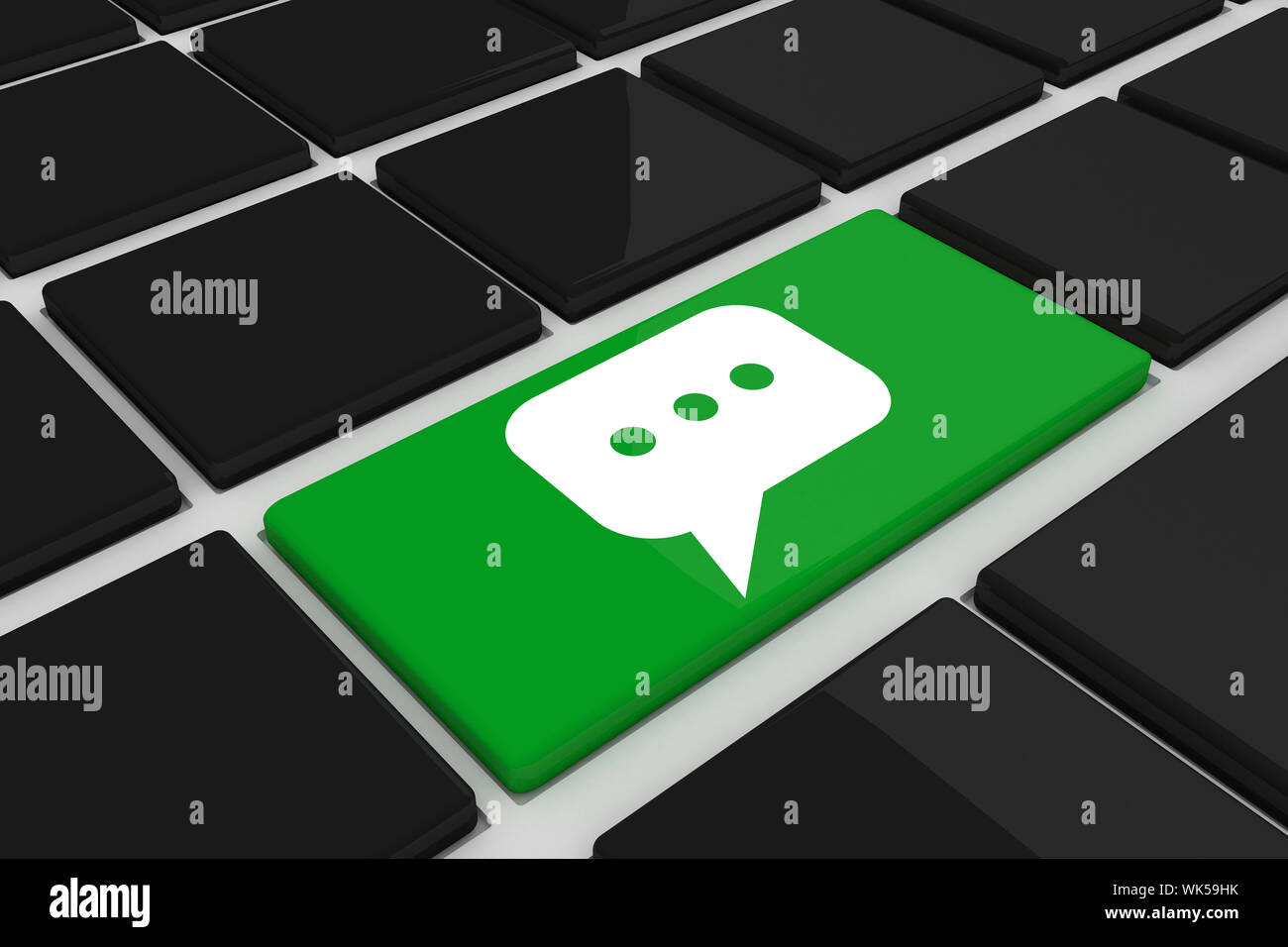 Speech bubble against black keyboard with green key Stock Photo - Alamy