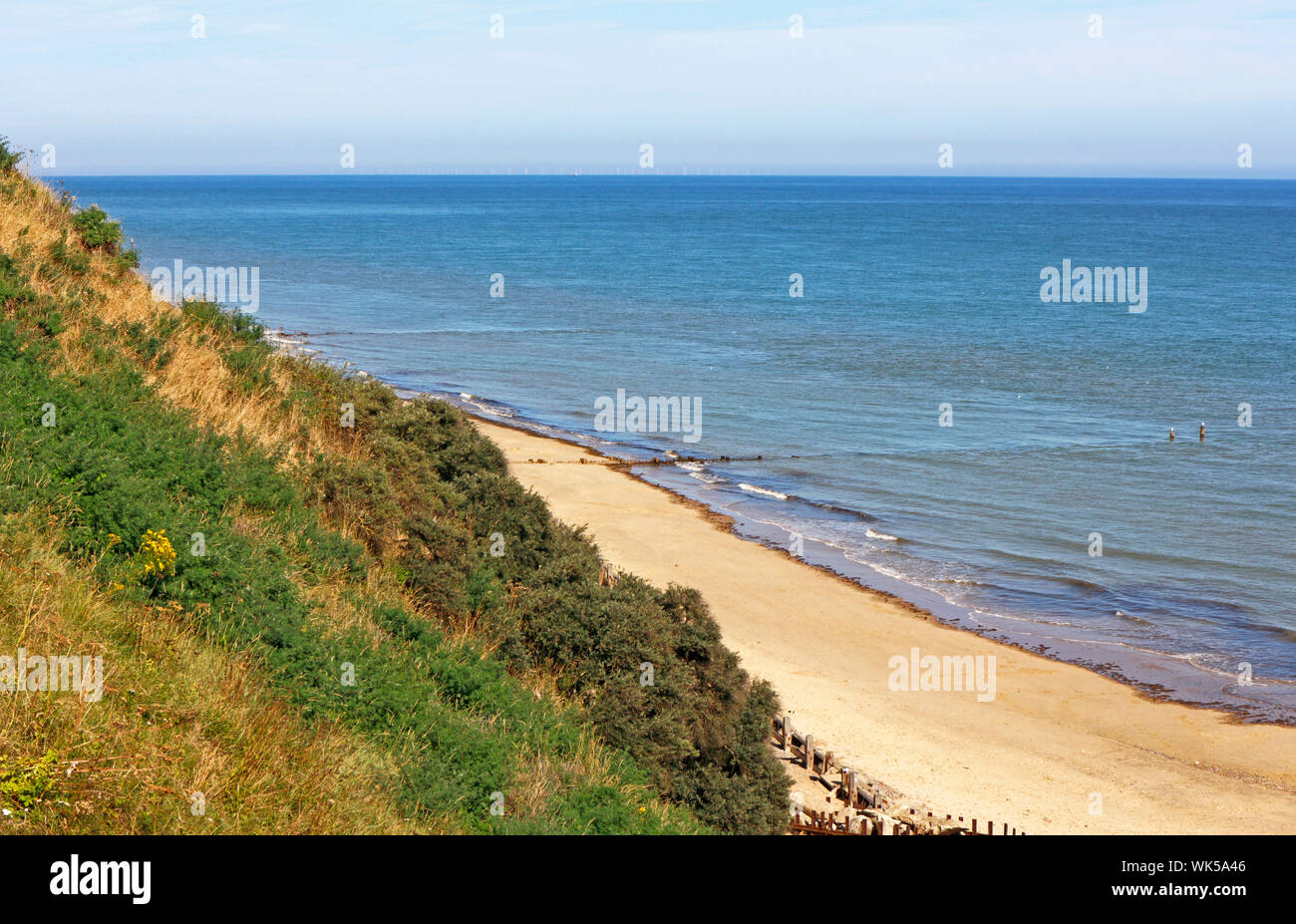 A view of the beach and sea on the North Norfolk coast from the west ...
