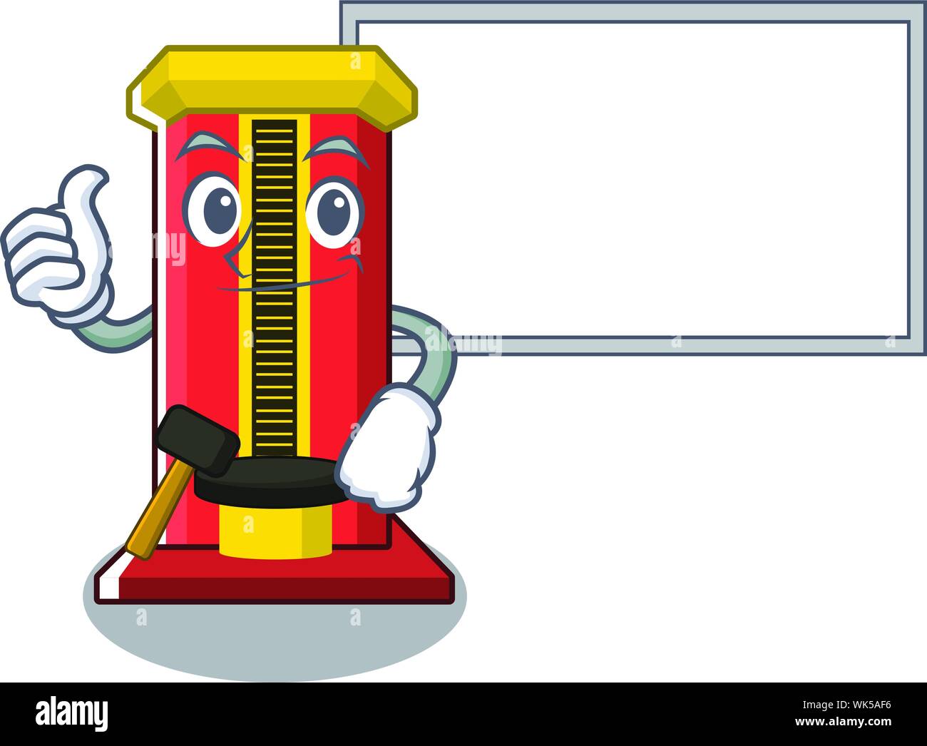 Thumbs up with board hammer cartoon shaped character game machine Stock ...