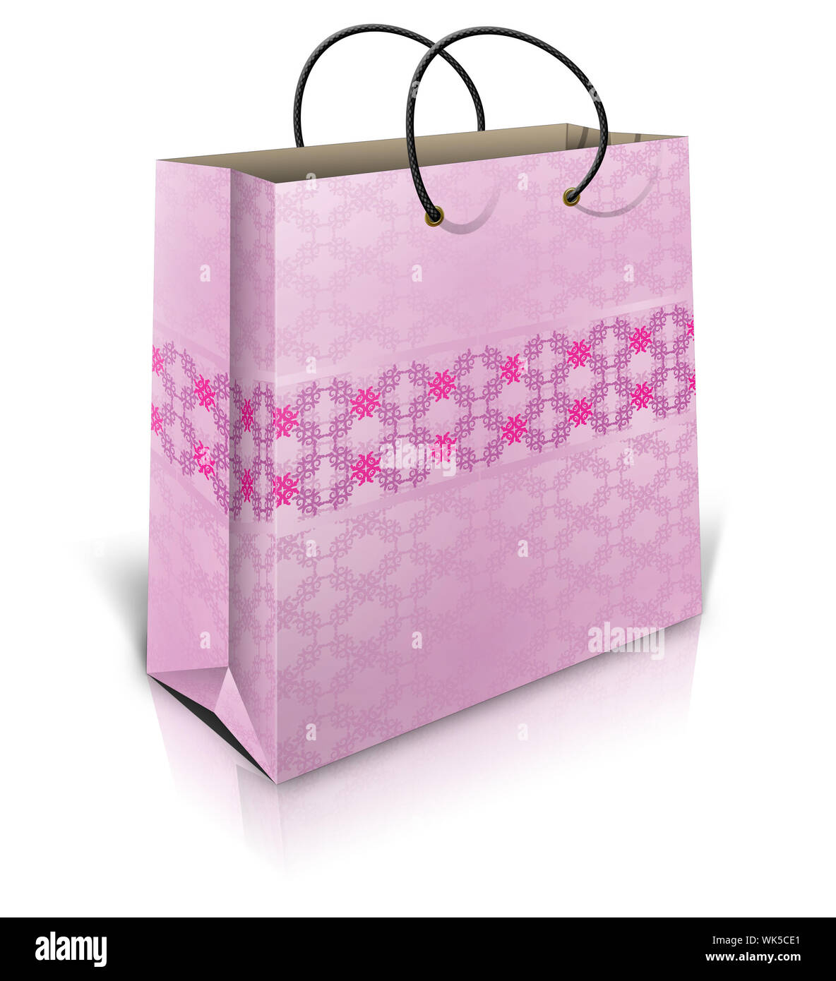 Illustration of shopping bag with floral pattern texture background ...