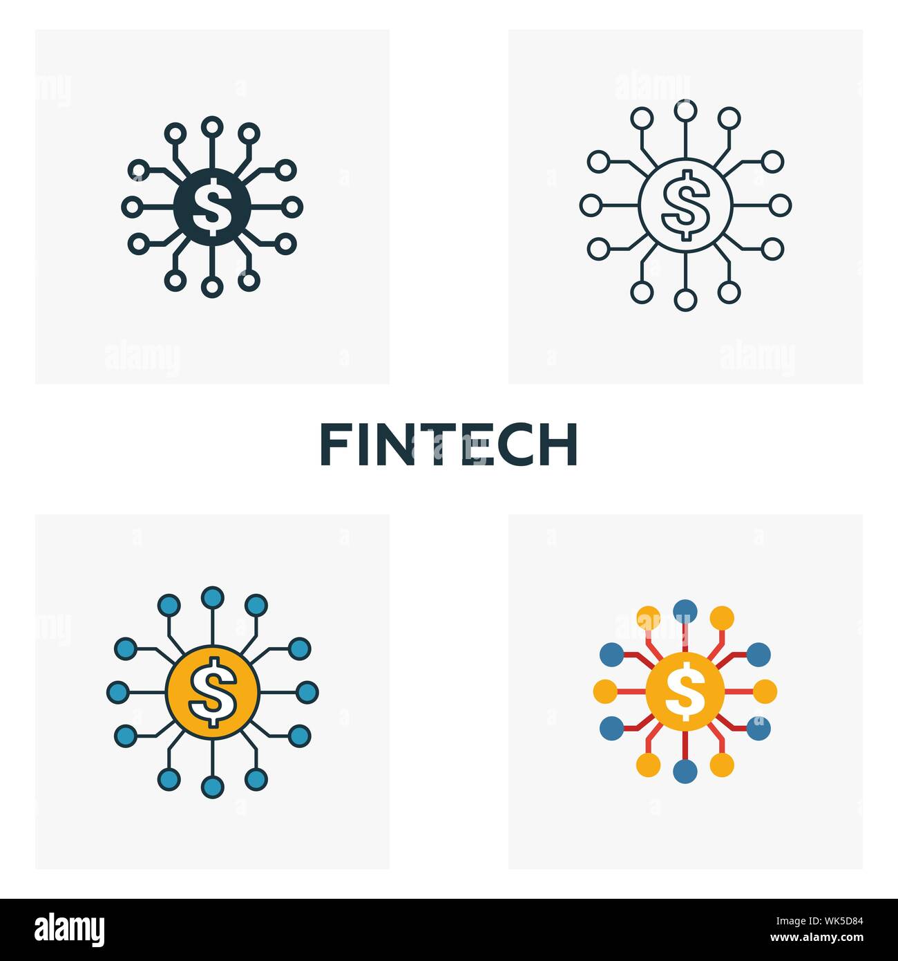 Fintech icon set. Four elements in diferent styles from fintech icons ...
