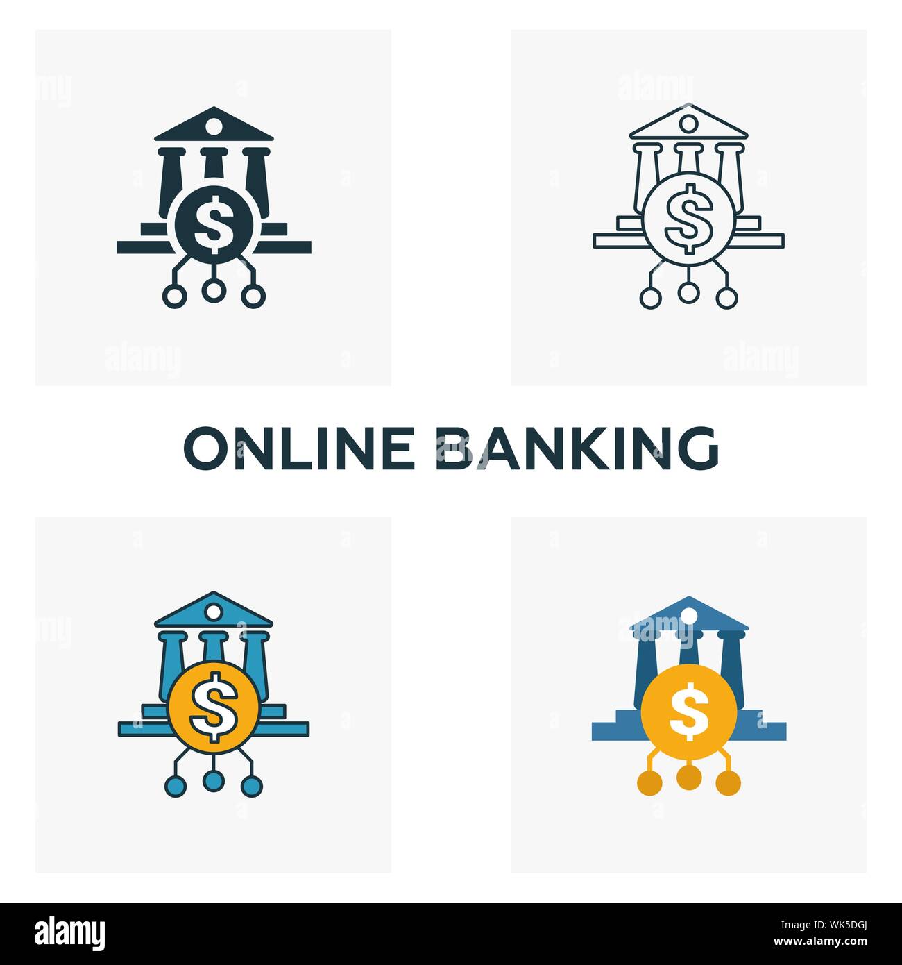 Online Banking icon set. Four elements in diferent styles from fintech ...
