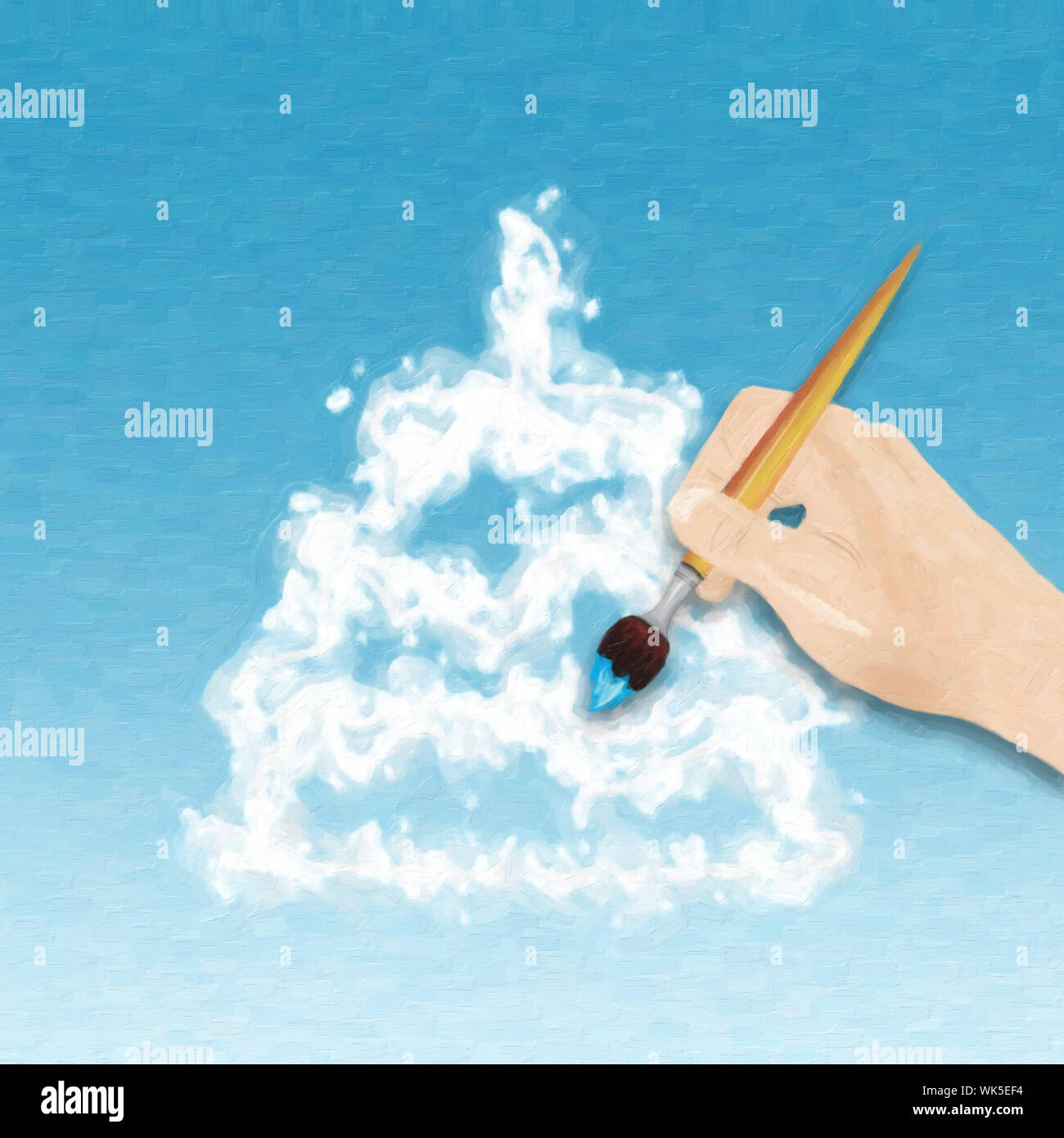 Illustration of hand drawing a white cake Stock Photo - Alamy