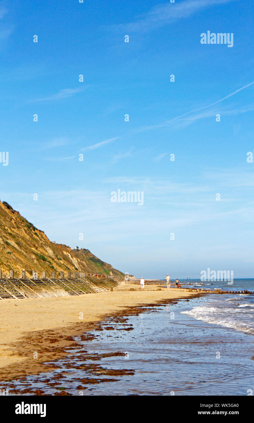 A view of the west beach and cliffs in summer in North Norfolk at ...