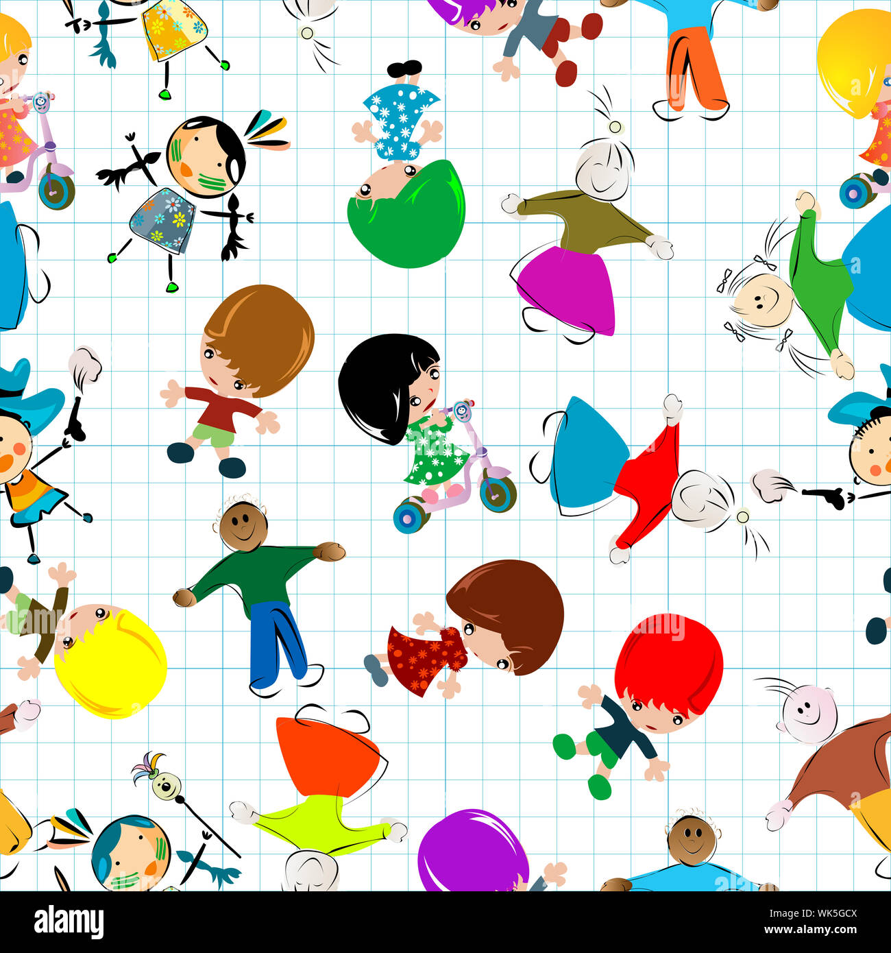 Pattern with children Stock Photo - Alamy