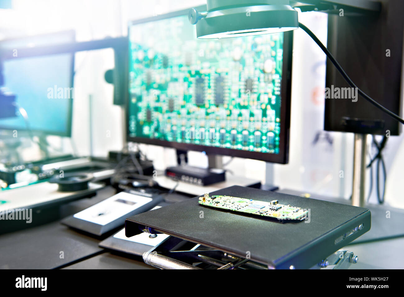 Digital microscopes with monitors from a quality control laboratory ...