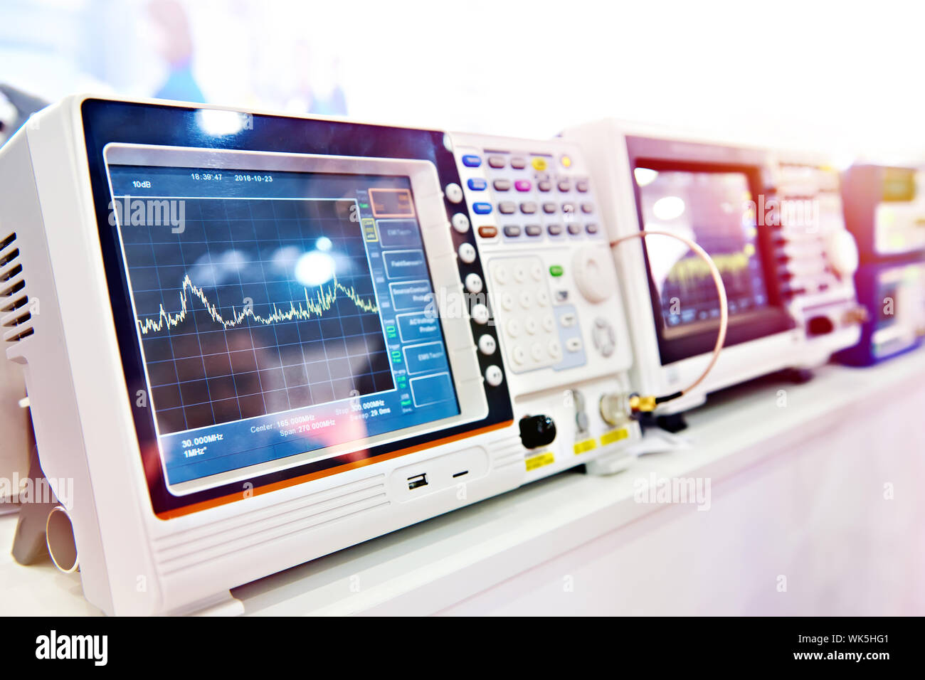 Digital spectrum analyzer and electronic devices Stock Photo - Alamy