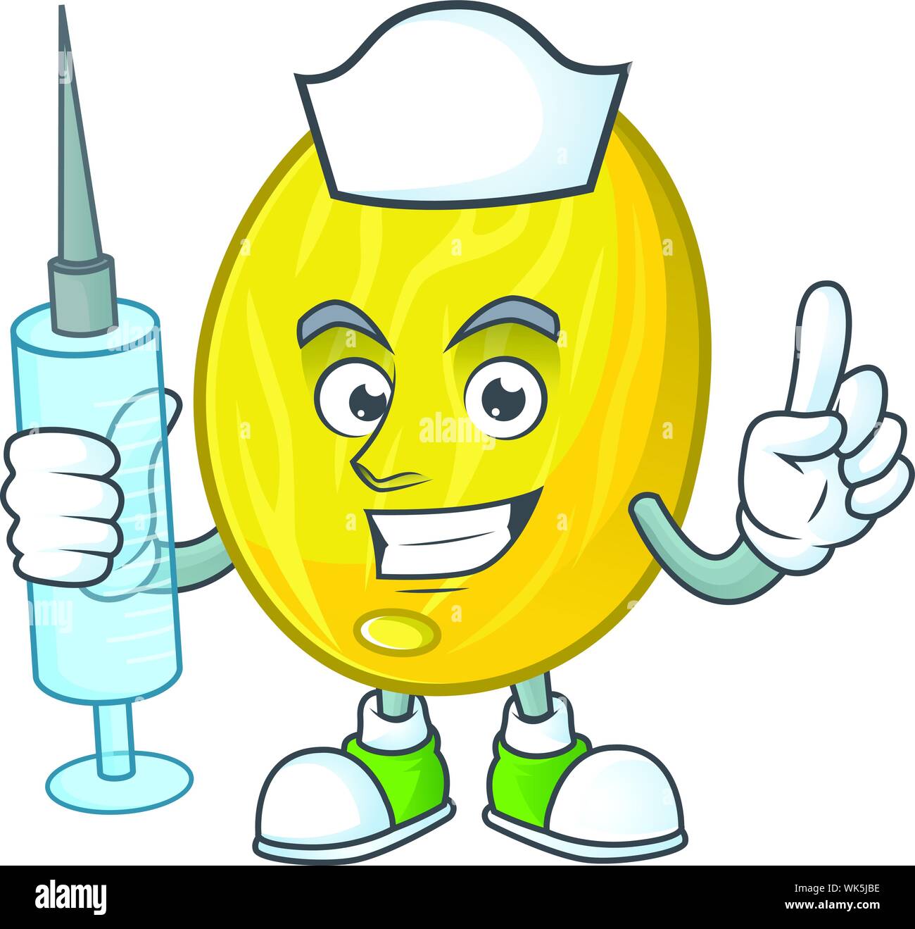 Nurse melon cartoon character on white background vector illustration ...