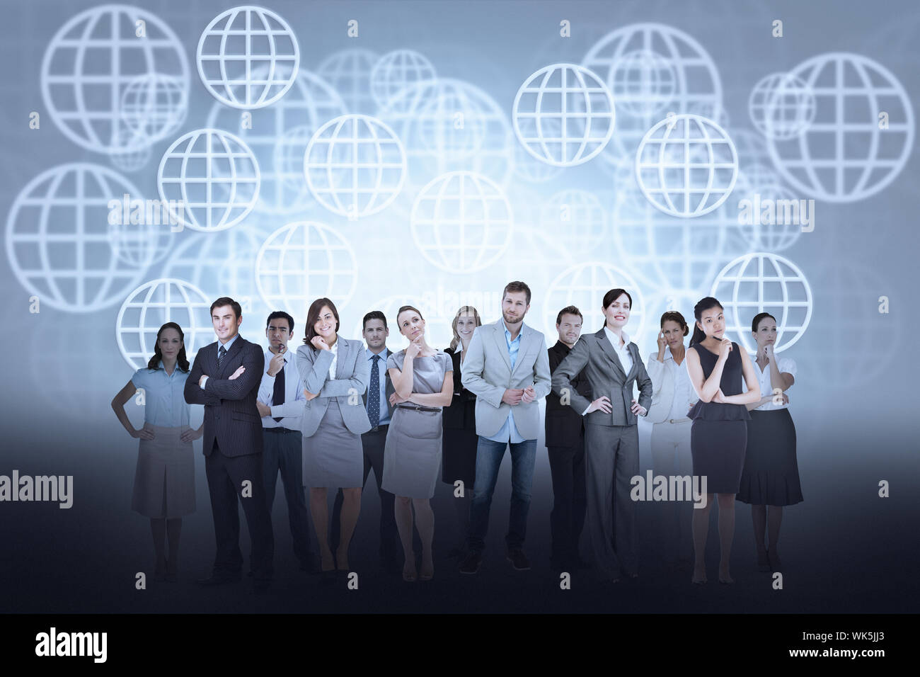 Digital composite of business team against sphere background Stock ...